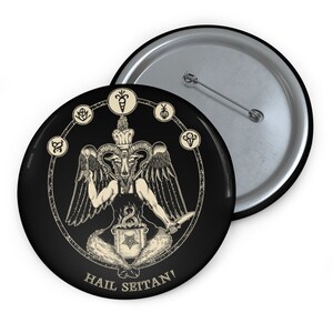Hail Seitan Button, Chef Baphomet Pin, Vegan Metalhead Gift, Plant ...
