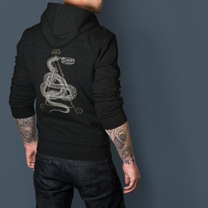 Occult Snake Hoodie, Goth Serpent Skeleton Hooded Sweatshirt, Satanic ...