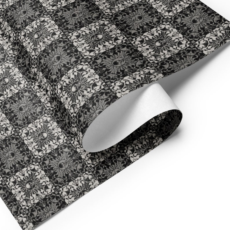 Dark Gothic Wrapping Paper, Spooky Macabre Victorian Skull Flower ...