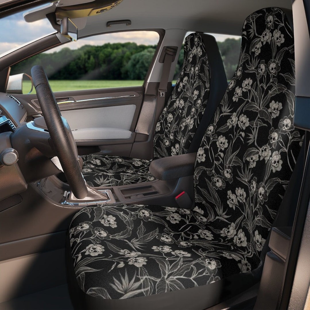 Goth Floral Car Seat Covers, Beautiful Macabre Gothic Skull Flower ...