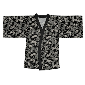 Gothic Floral Satin Robe, Spooky Macabre Human Skull & Flower Long ...
