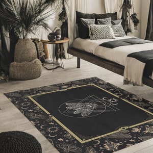 Occult Cicada Rug, Witchy Moth Outdoor Area Carpet W Gothic Witch ...