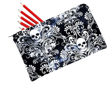 Gothic Skull and Rose Pencil Case. | Etsy