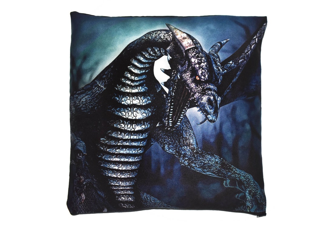 Blue Dragon Cushion Cover - Etsy