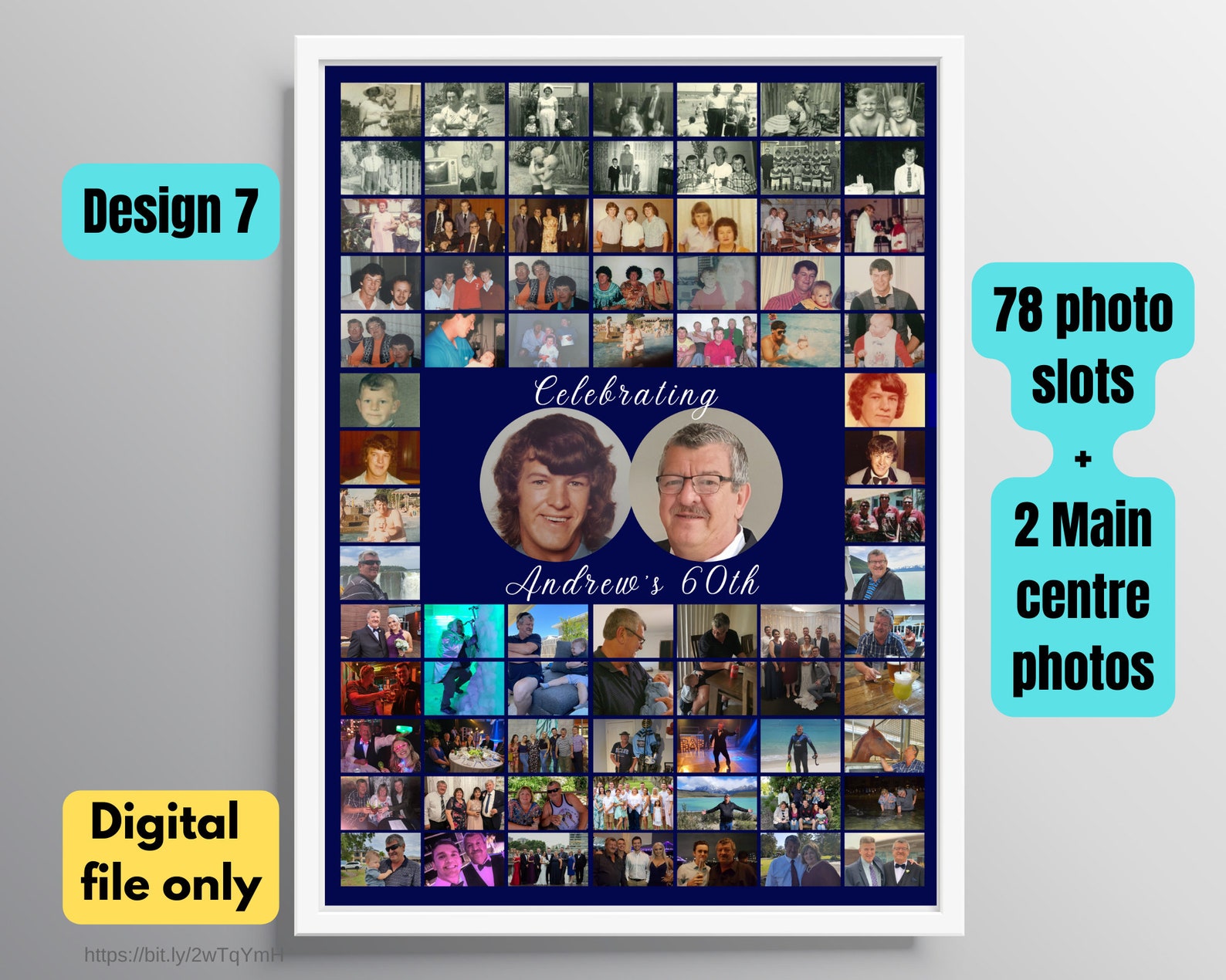 Photo Montage Poster / Photo Collage Board DIGITAL / Milestone Birthday ...