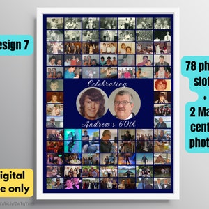 Photo Montage Poster / Photo Collage Board DIGITAL / Milestone Birthday ...