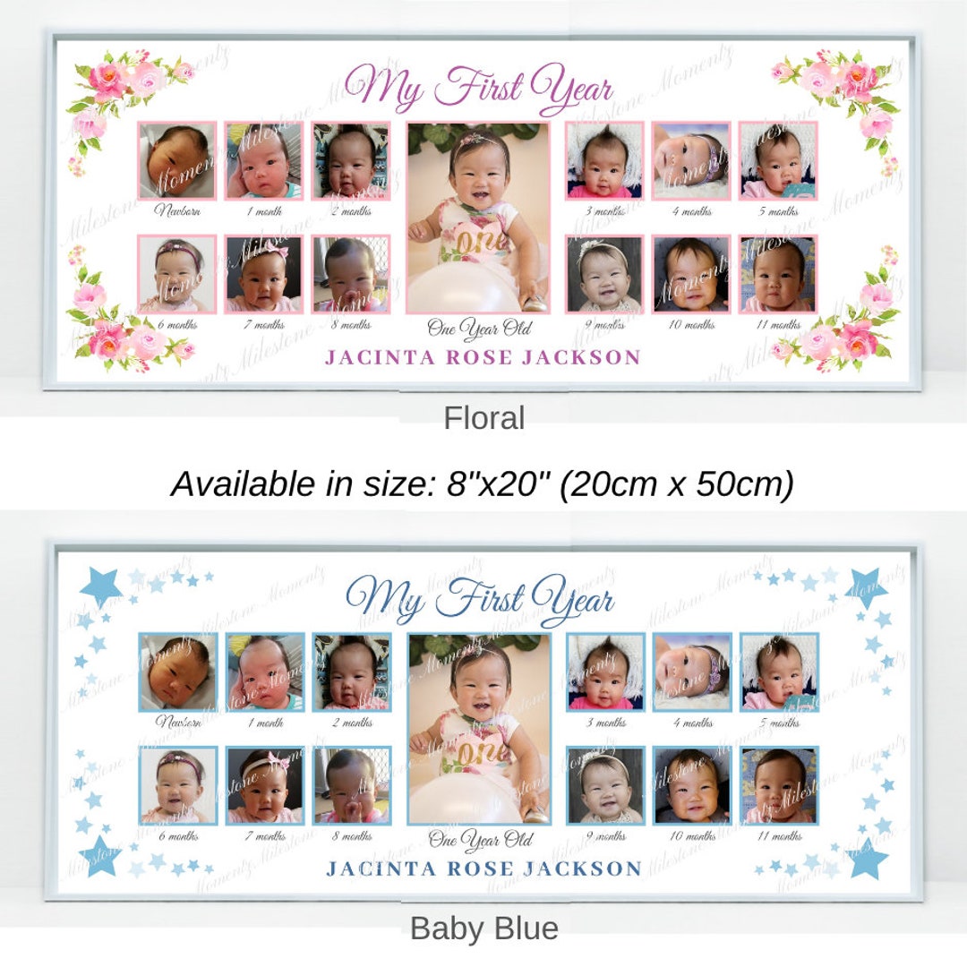 My First Year Collage DIGITAL Birthday Milestone Poster Board panoramic ...