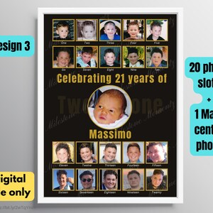 Photo Montage Poster / Photo Collage Board DIGITAL / Milestone Birthday ...