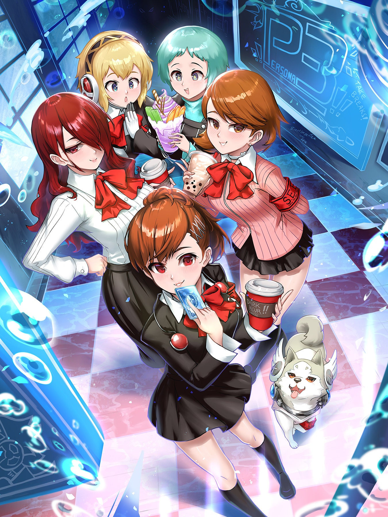 Persona 3 With Female Protag, Mitsuri, Yukari, Aigis, Fuuka & Koromaru ...