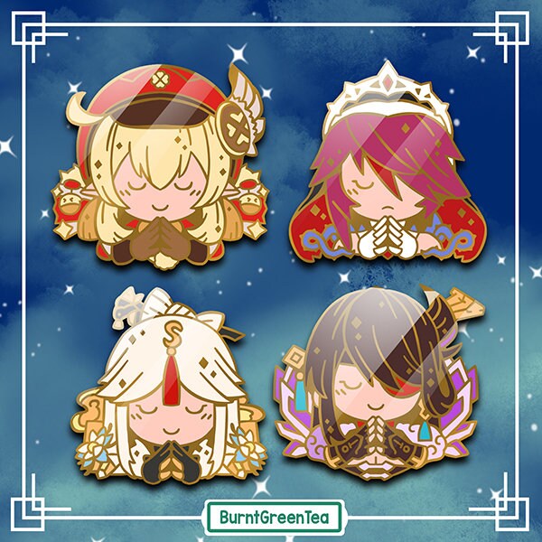 PACT Genshin Impact Enamel Pins Feat. Klee Rosaria Ningguang - Etsy