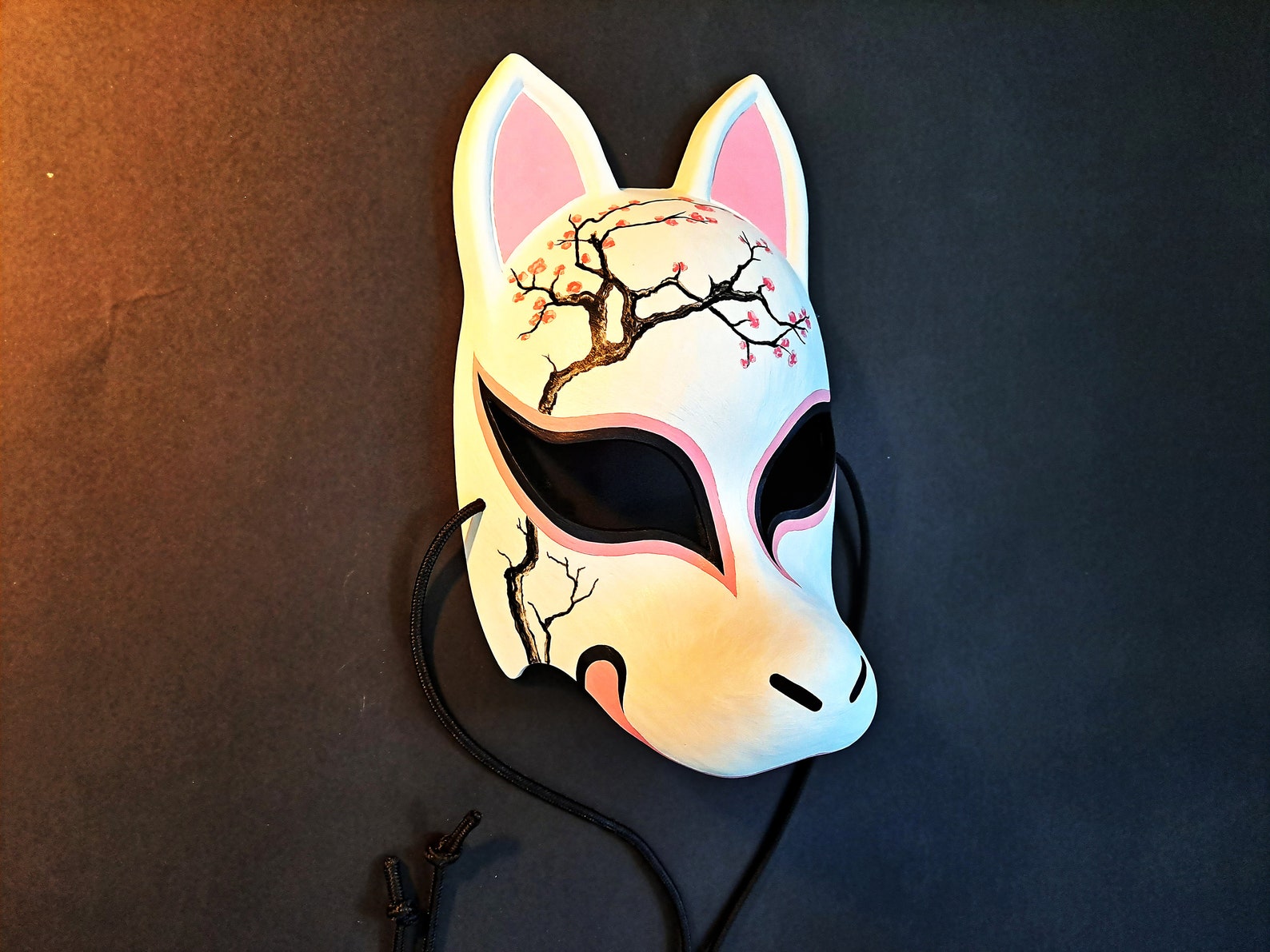 Sakura Cherry Blossom Kitsune Mask Half Resin Japanese Fox | Etsy