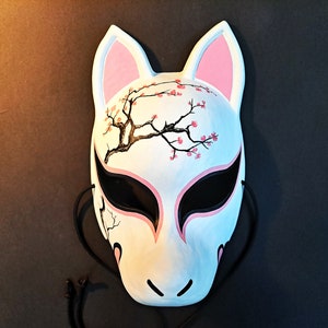 Sakura Cherry Blossom Kitsune Mask Half - Resin Japanese Fox Classic ...