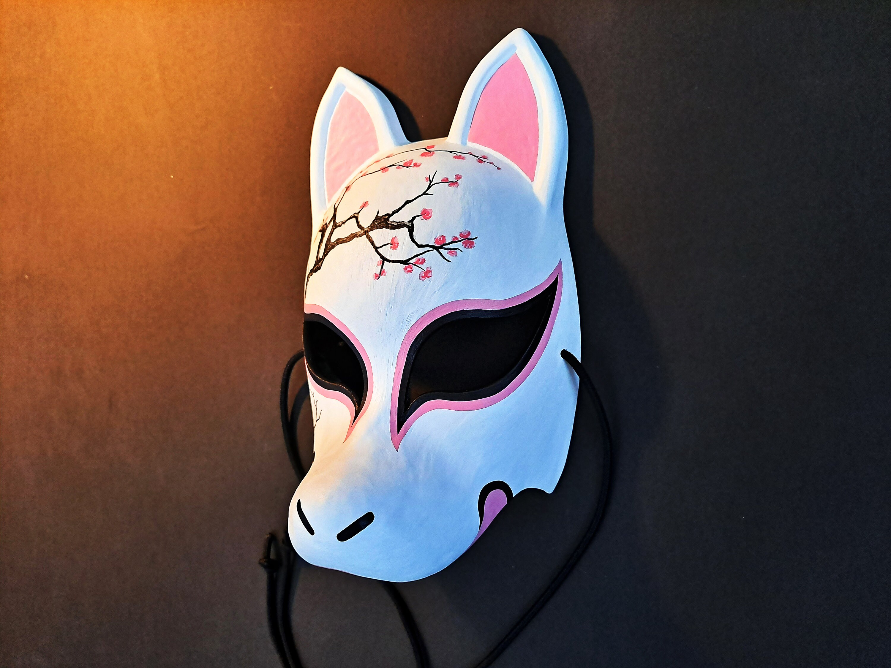 Sakura Cherry Blossom Kitsune Mask Half Resin Japanese Fox | Etsy