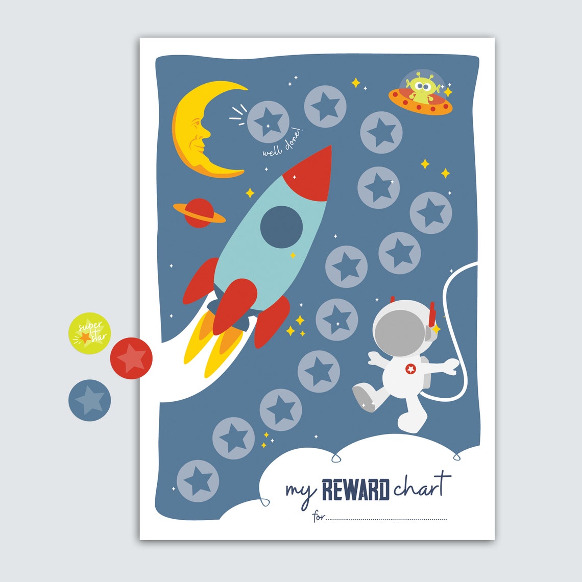 Space Reward Chart With Reward Stickers Ready to Print File | Etsy