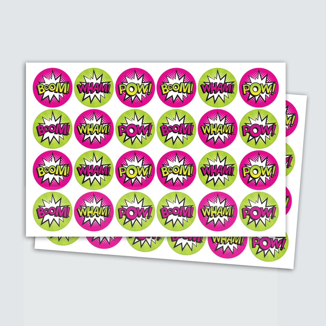 Superhero Sound Stickers: Party Favor Labels, Card Seals - Etsy