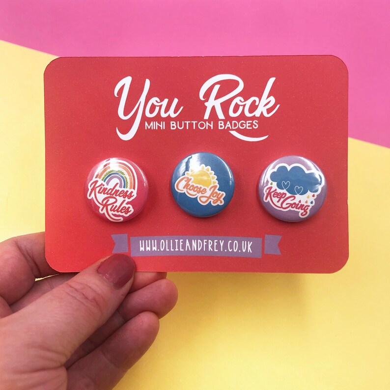 You Rock Positivity Mini Badge Set Kindness Rules Choose - Etsy