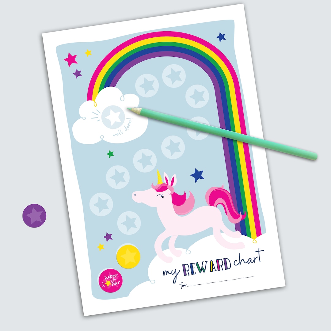 Unicorn Reward Chart With Reward Stickers - Ready to Print File - Etsy