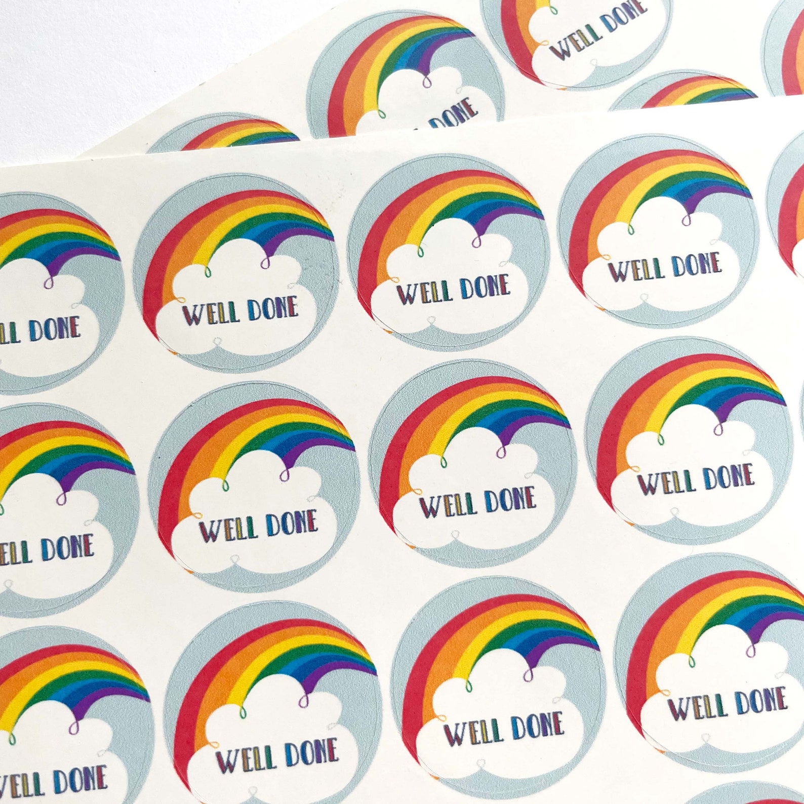 Reward Rainbow Stickers With the Wording 'WELL DONE' | Etsy