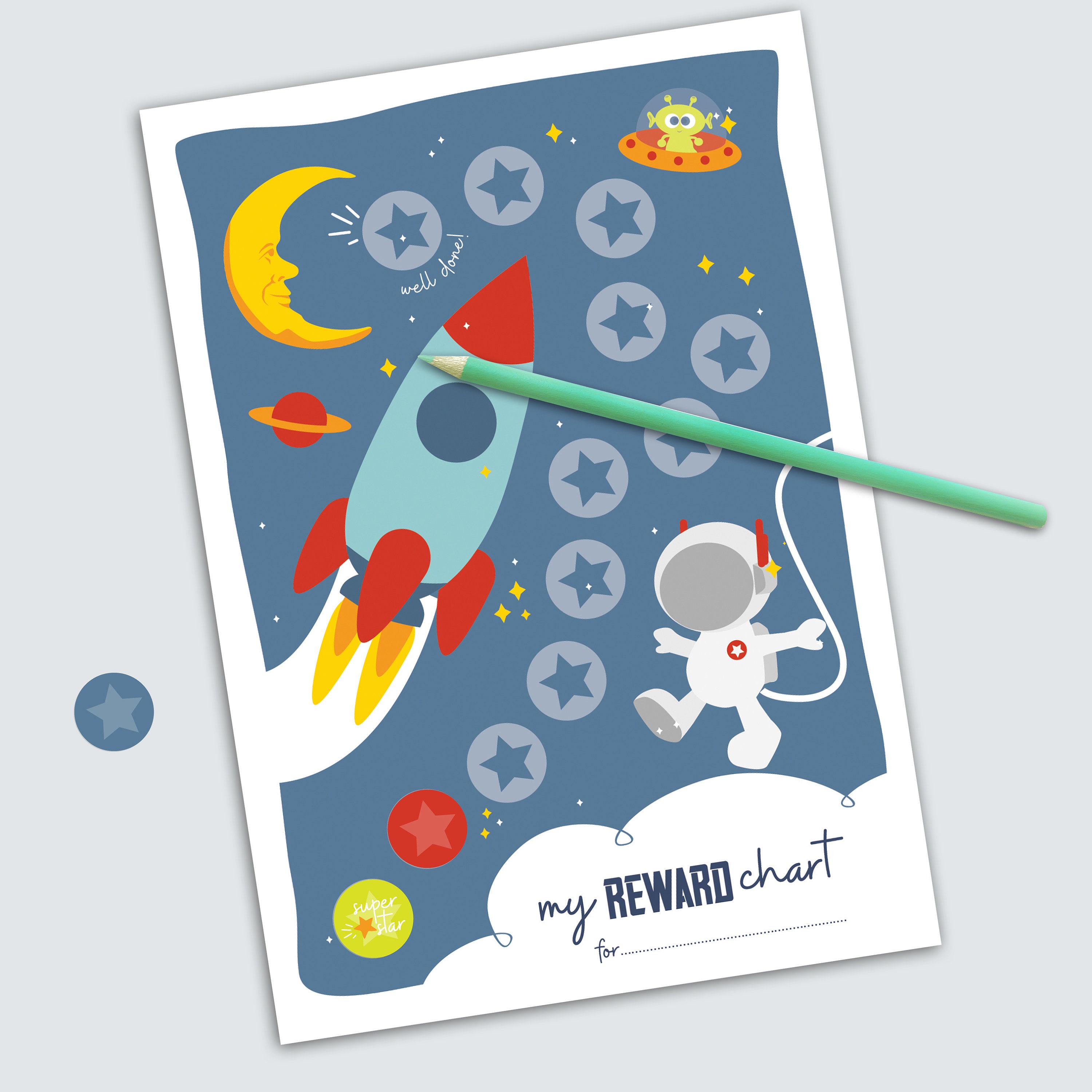 Space Reward Chart With Reward Stickers Ready to Print File | Etsy Canada