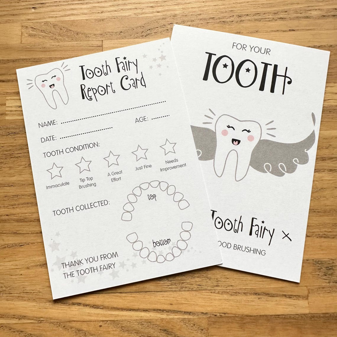 Tooth Fairy Report Cards: Special Visit Keepsake (set of 20) - Etsy