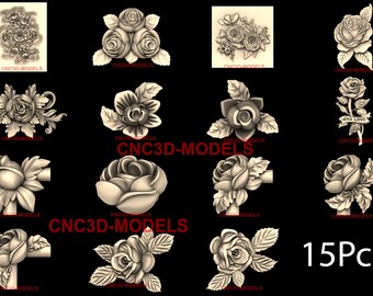 Roses 3D STL Model CNC Router Engraver Artcam Aspire CNC - Etsy