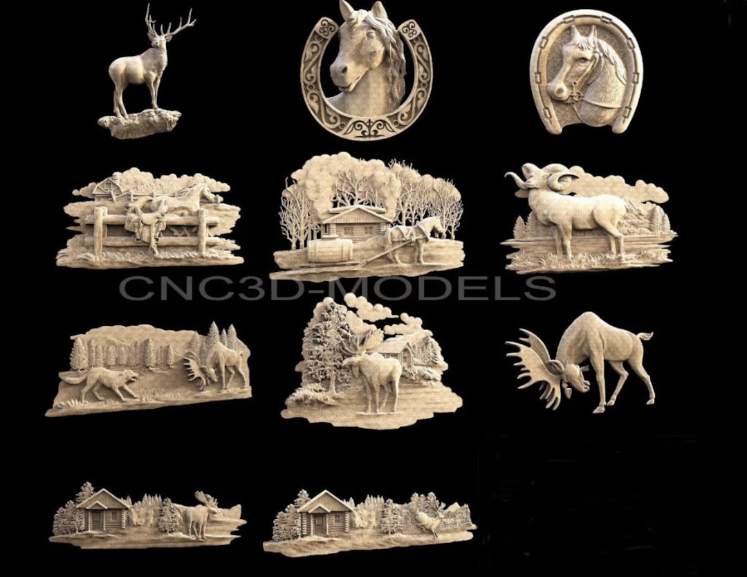 10 Pcs 3D STL Model for CNC Router Engraver Carving Machine Relief ...