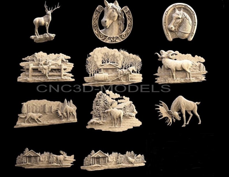 10 Pcs 3D STL Model for CNC Router Engraver Carving Machine | Etsy Canada