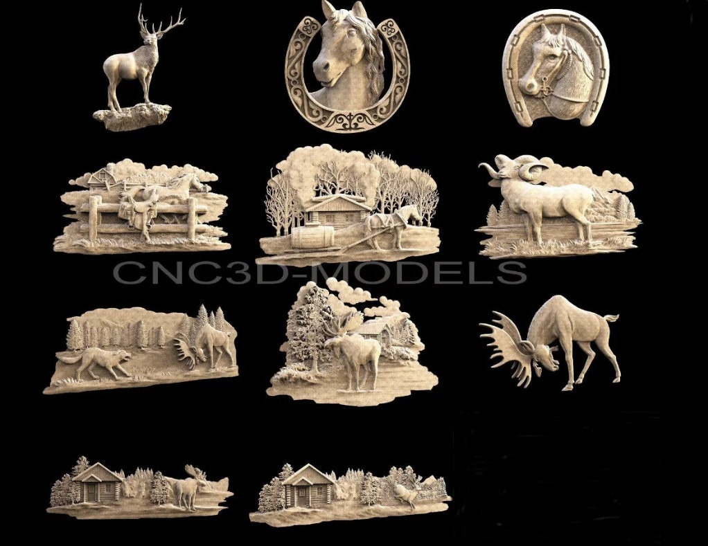 10 Pcs 3D STL Model for CNC Router Engraver Carving Machine | Etsy Canada