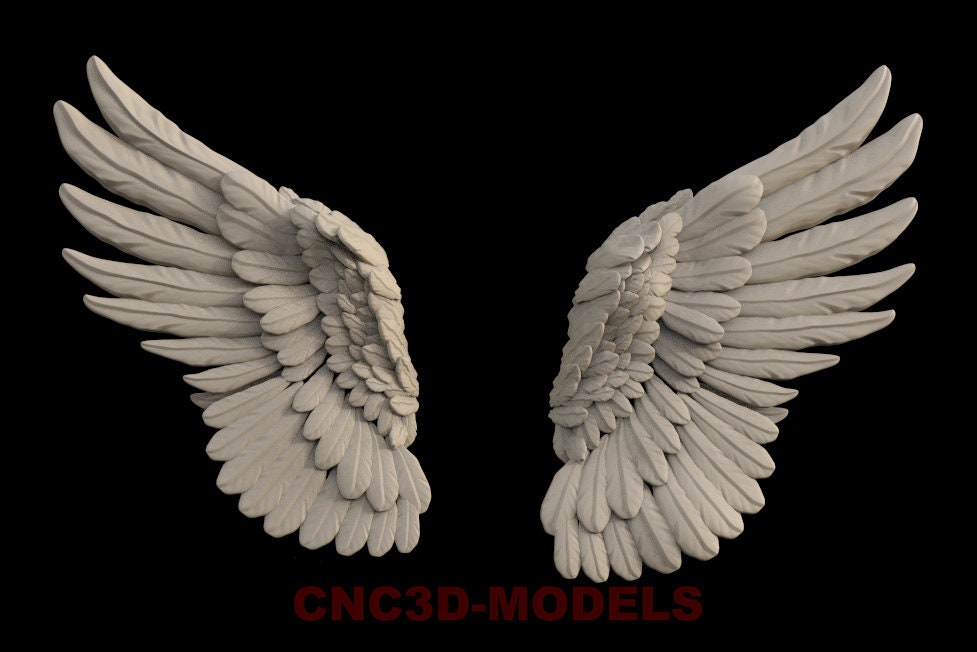 Angel Wings 3D STL Model for Cnc Router Wood Engraver Carving Machine ...