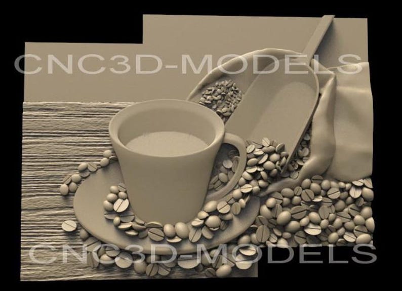 COFFEE 3D STL Model for Cnc Router Wood Engraver Carving Machine Relief ...
