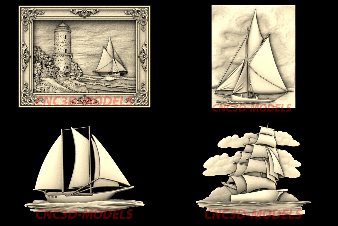 4 Pcs 3D STL Model for CNC Files Router Engraver Carving Machine Relief Artcam Aspire Vcarve ...