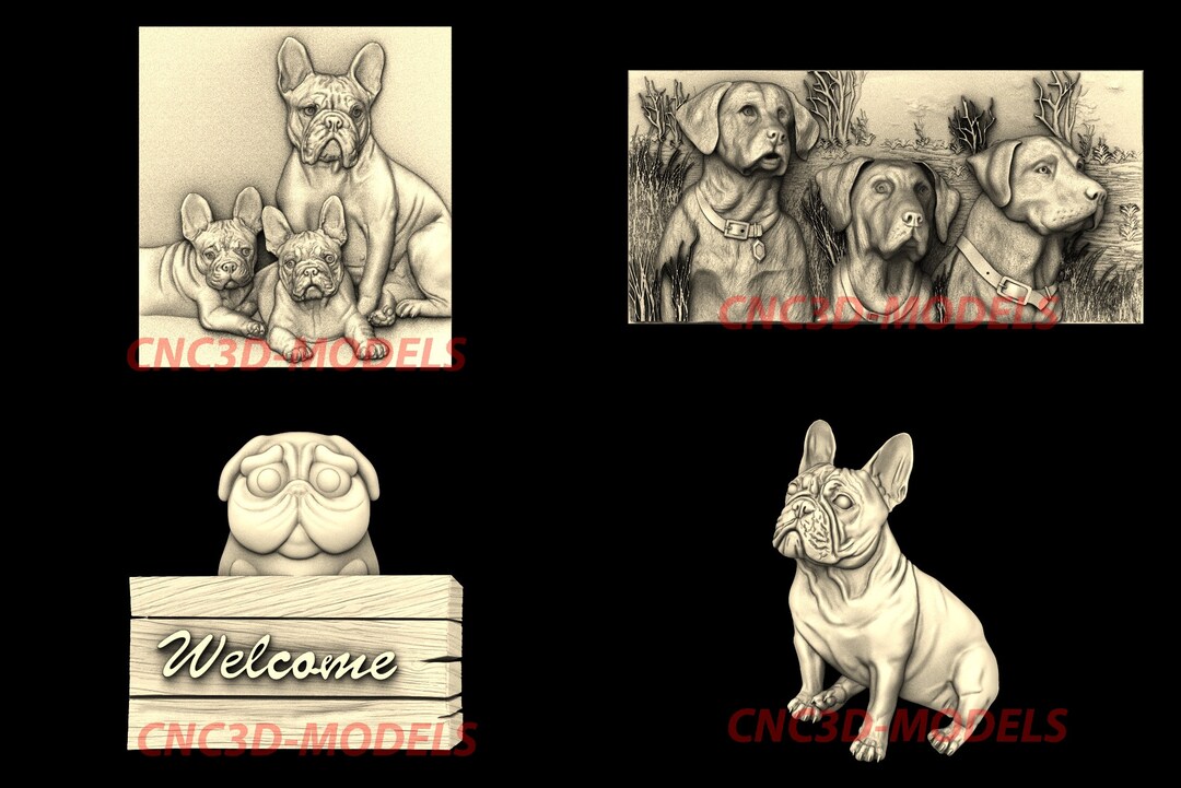 4 Pcs 3D STL Model for CNC Files Router Engraver Carving Machine Relief ...