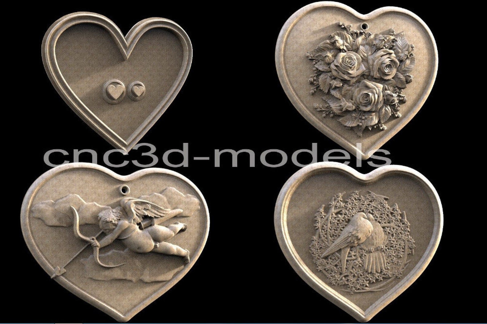4 Pcs 3D STL Model for CNC Router Engraver Carving Machine - Etsy