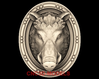 Wild Boar, 3D Stl Model 0303, for CNC Router Engraver, Carving Machine ...