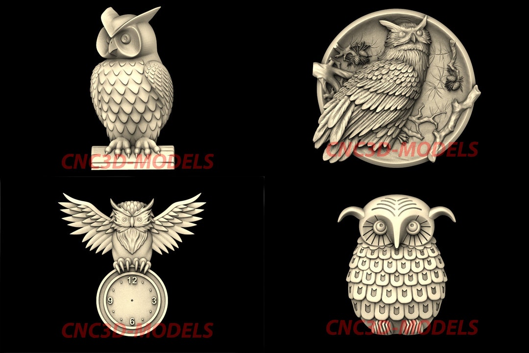 4 Pcs 3D STL Model for Cnc Files Router Engraver Carving Machine Relief ...