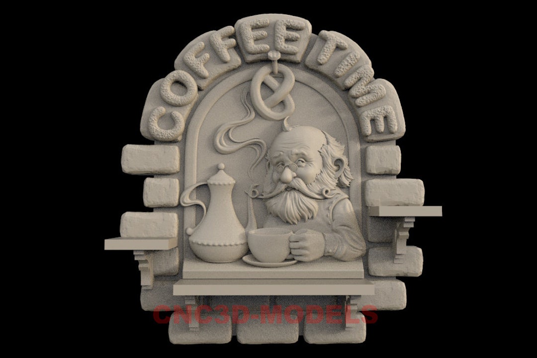 Coffee Time 3D STL Model for CNC Router Engraver Carving Machine Relief ...