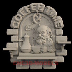Coffee Time 3D STL Model for CNC Router Engraver Carving Machine Relief ...