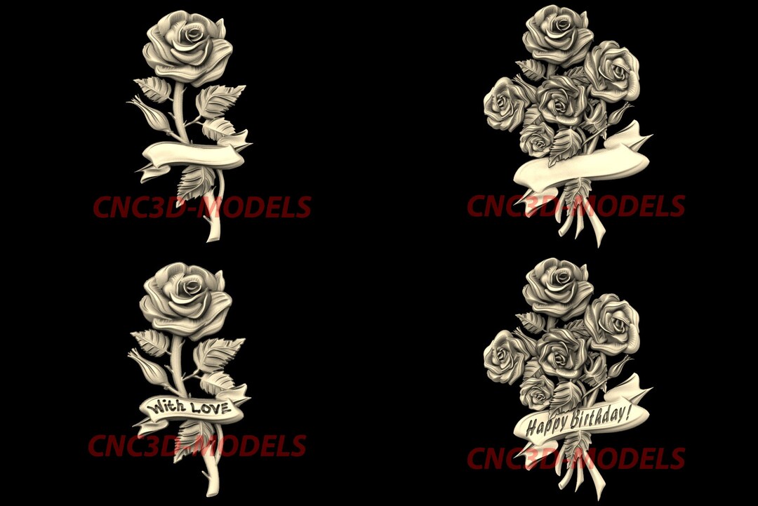 4 Pcs 3D STL Model CNC Files Router Engraver Carving Machine Relief ...