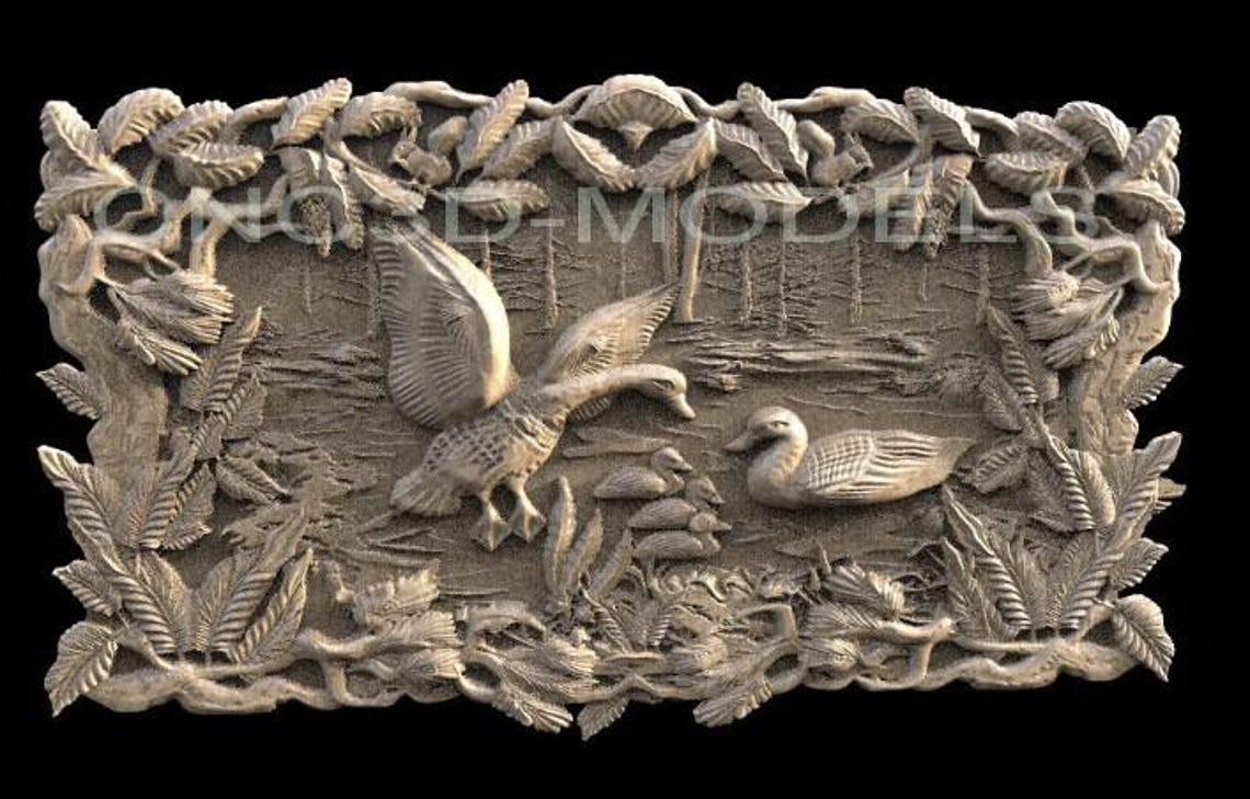 Duck Relief Decor Relief 3D STL Model for CNC Router, Wood Carving H316 ...