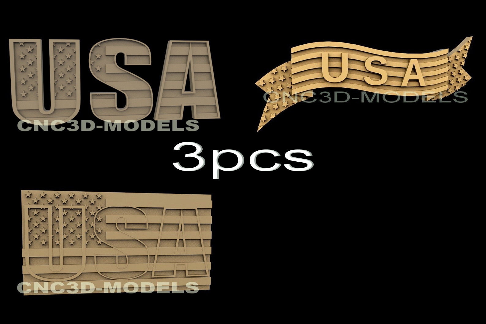3 Pcs 3D STL Model for CNC Router Engraver Carving Machine - Etsy