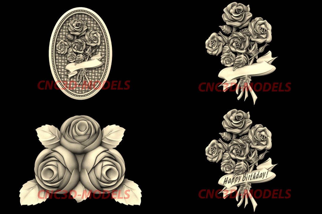 4 Pcs 3D STL Model CNC Files Router Engraver Carving Machine Relief ...
