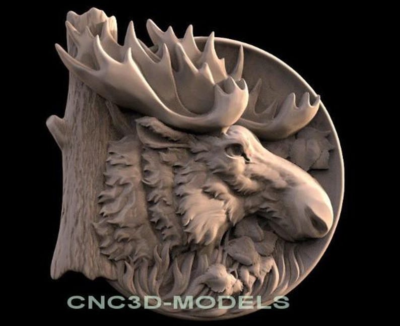 MOOSE Animal 3D STL Model for Cnc Router Wood Engraver Carving Machine ...