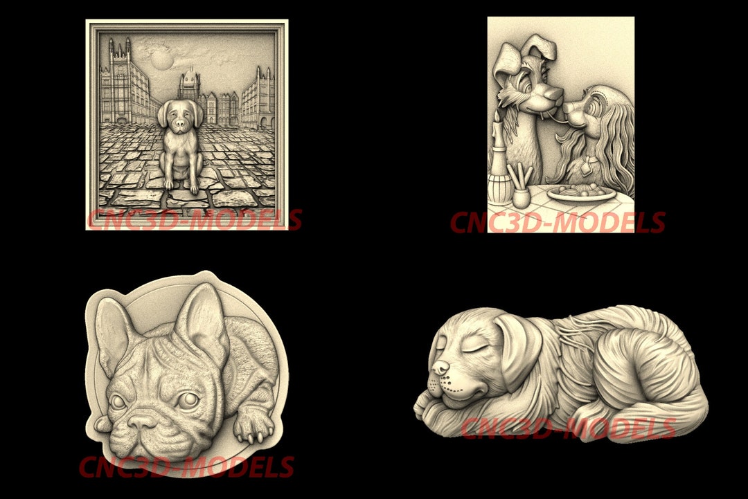 4 Pcs 3D STL Model for CNC Files Router Engraver Carving Machine Relief ...
