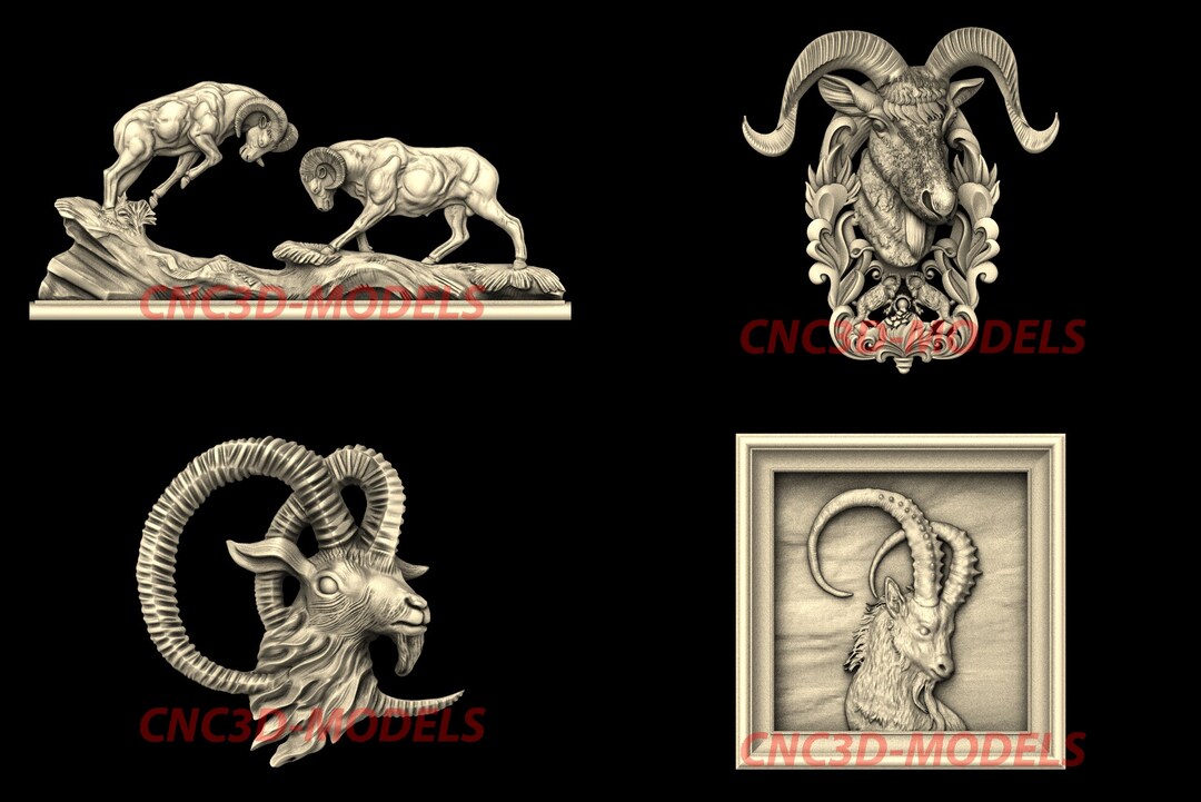 4 Pcs 3D STL Model for CNC Files Router Engraver Carving Machine Relief ...