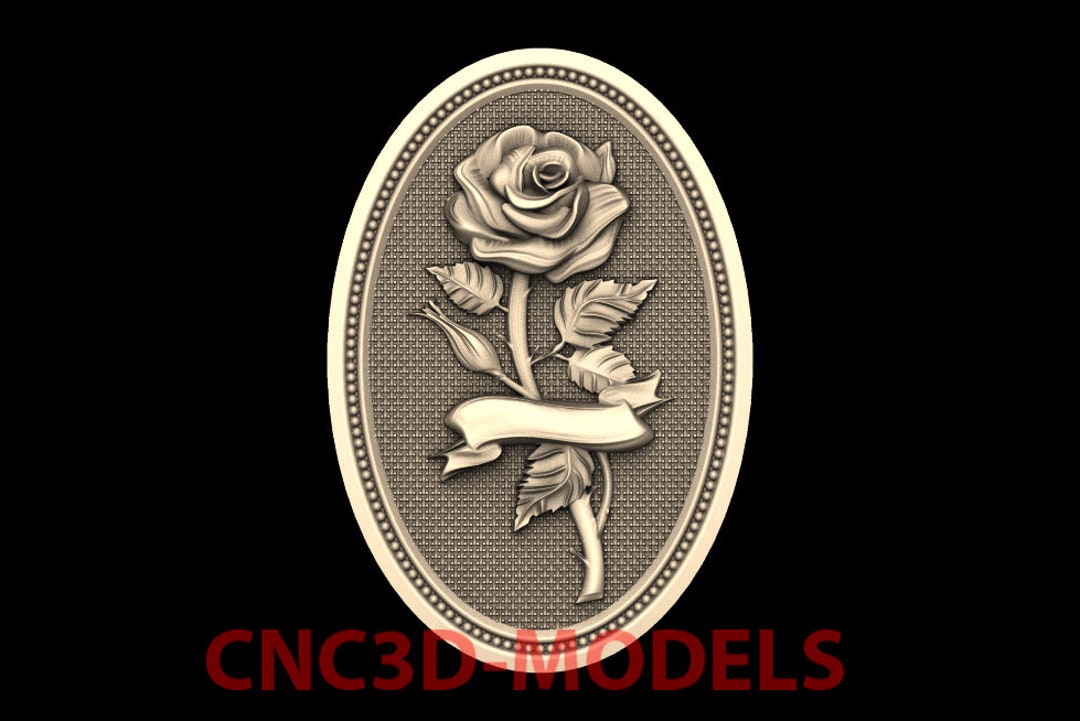 Rose 3D STL Model, CNC Router Wood Engraver File Vcarve Aspire M979 ...