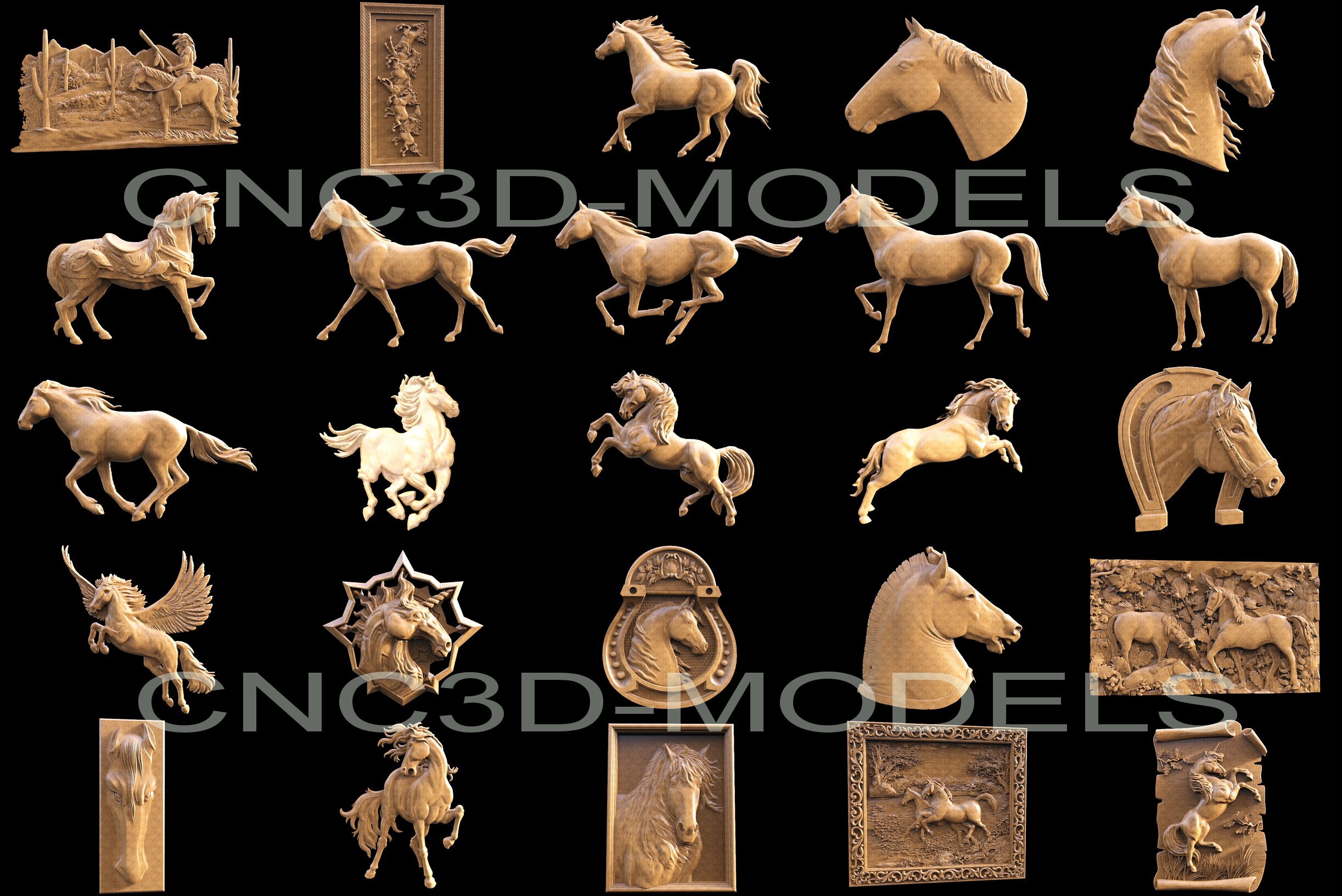 70 Pcs 3D STL Model for CNC Router Engraver Carving Machine | Etsy