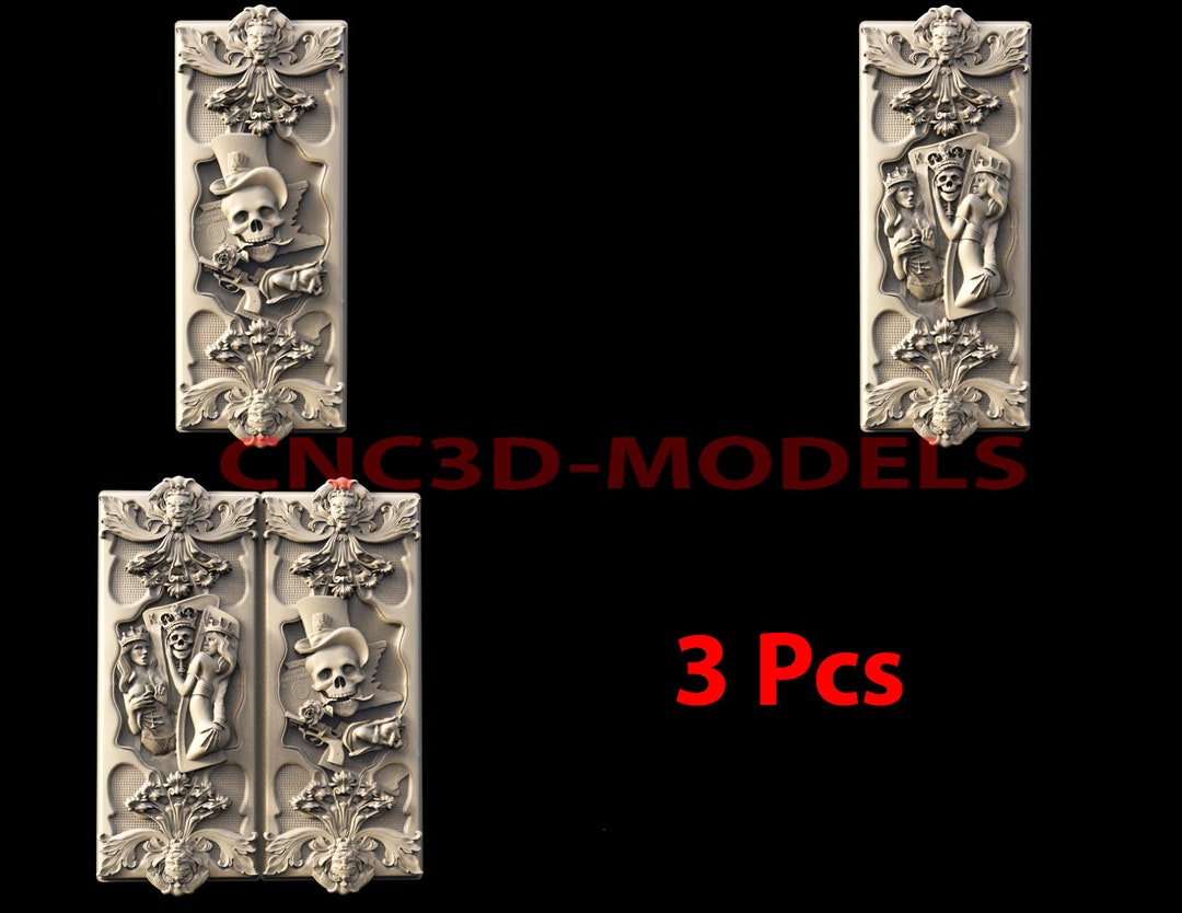 3 Pcs 3D STL Model for CNC Router Engraver Carving Machine Relief ...
