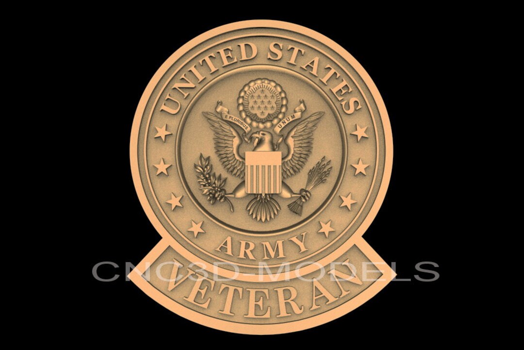 US Army Veteran Eagle 3D STL Model for CNC Router Wood Carving File ...