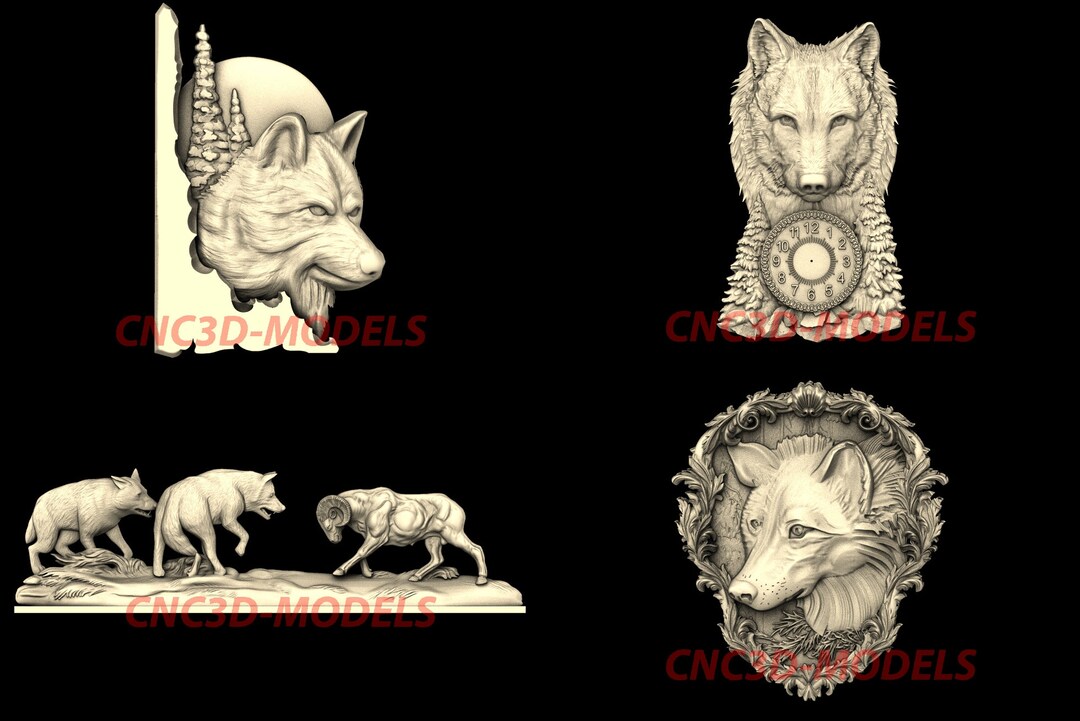 4 Pcs 3D STL Model for CNC Files Router Engraver Carving Machine Relief ...