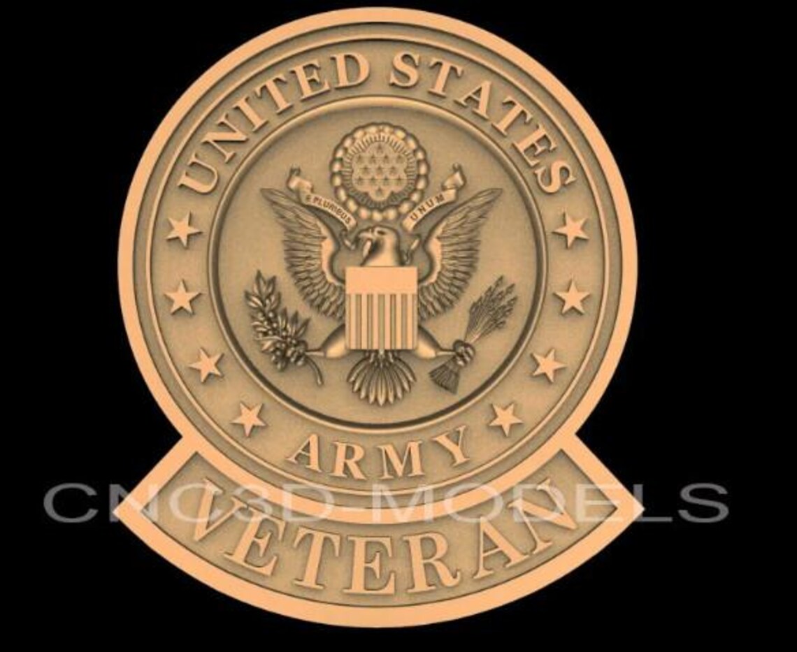 US Army Veteran Eagle 3D STL Model for CNC Router Wood Carving File ...